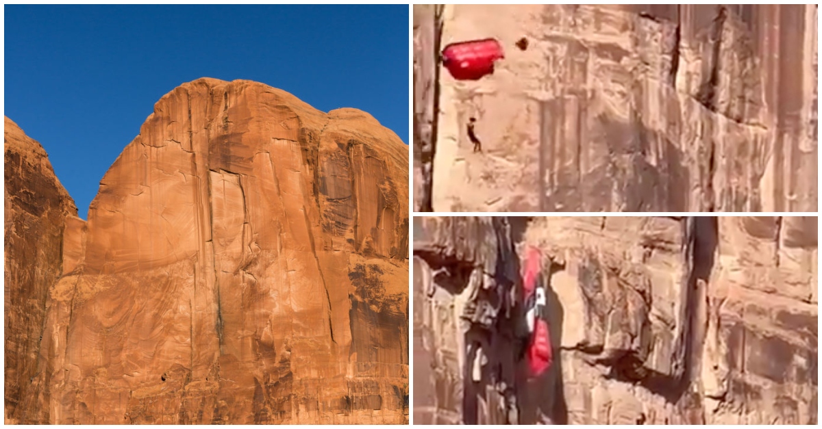 VIDEO: Base Jumper Slams Into Cliff, Hangs From It By Parachute | OutKick