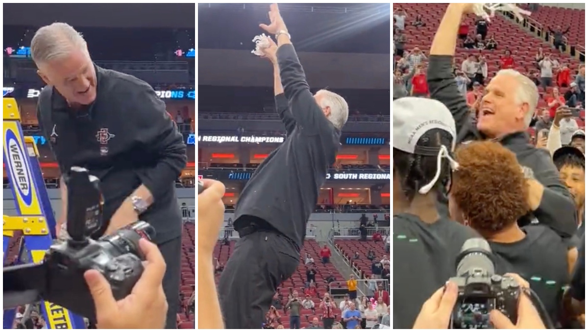 Brian Dutcher Does Trust Fall After Making The Final Four - outkick ...