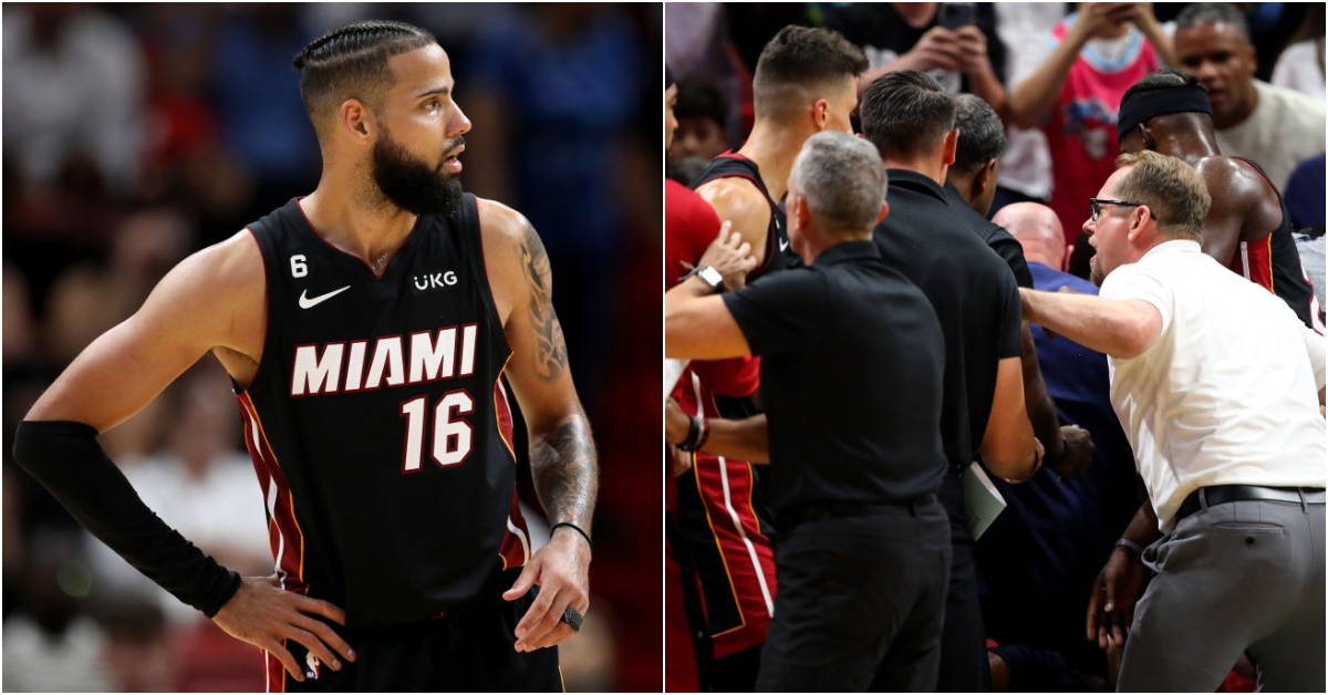 Heat's Caleb Martin Shoves Raptors Player Into Stands | OutKick