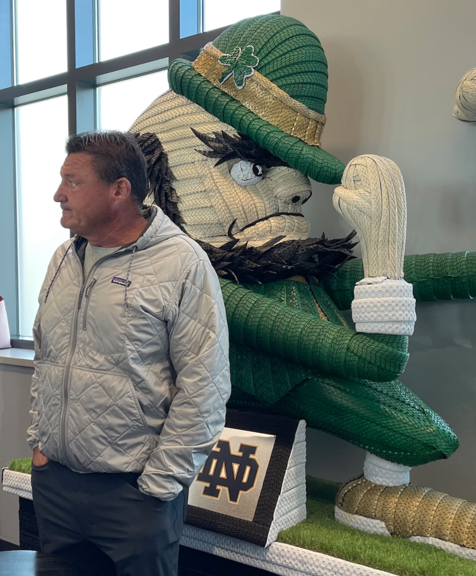 Ed Go Bragh? Coach Orgeron Visits Notre Dame Practice | OutKick