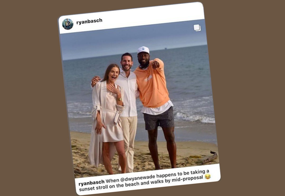 Dwyane Wade Makes An Appearance In Couple's Engagement Photos While On ...