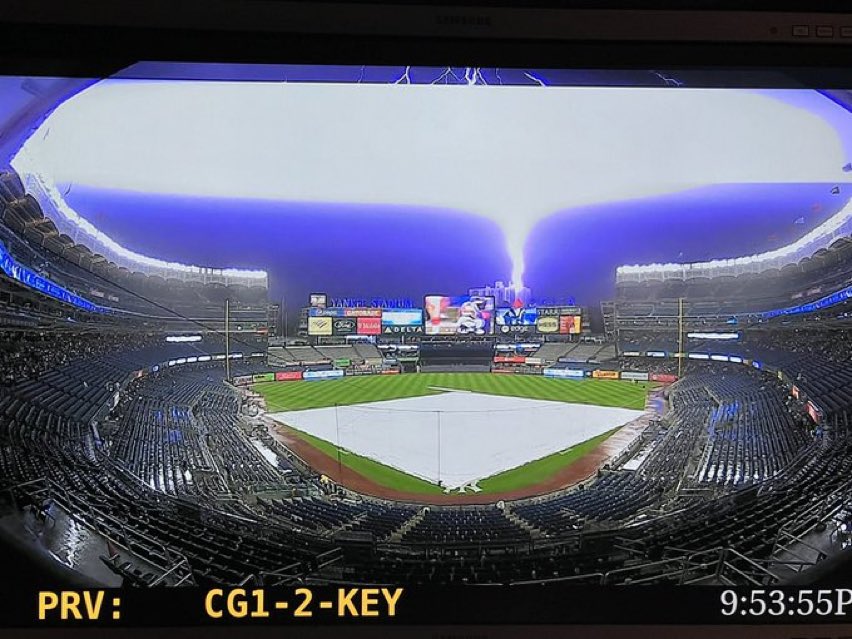 Lightning Strikes Yankee Stadium; Rain Delay Halts Aaron Judge's Quest ...