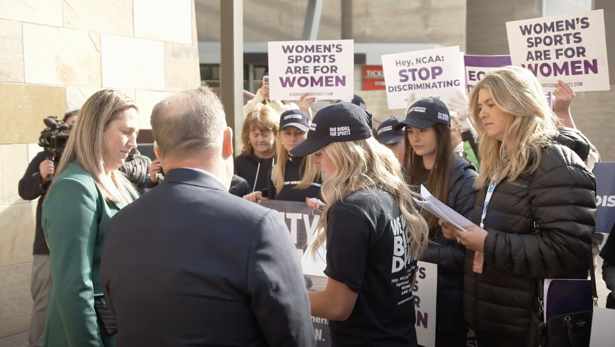 Riley Gaines Delivers Binder Of Petition To NCAA Reps As President ...
