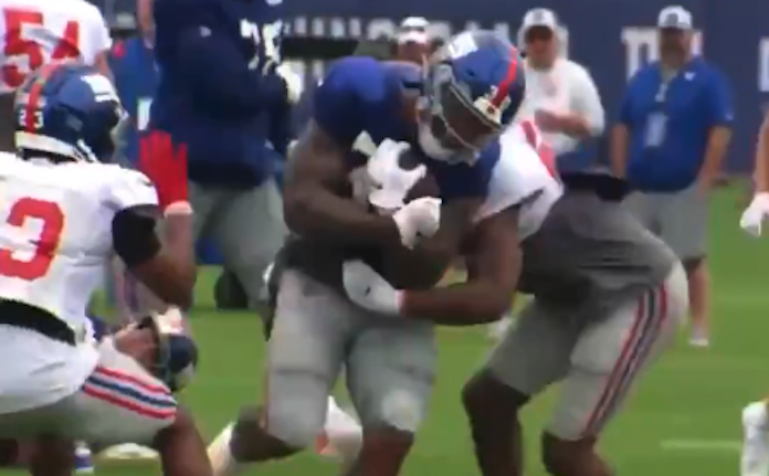 Watch: This Hit Triggered A Massive Brawl At Giants Camp | OutKick