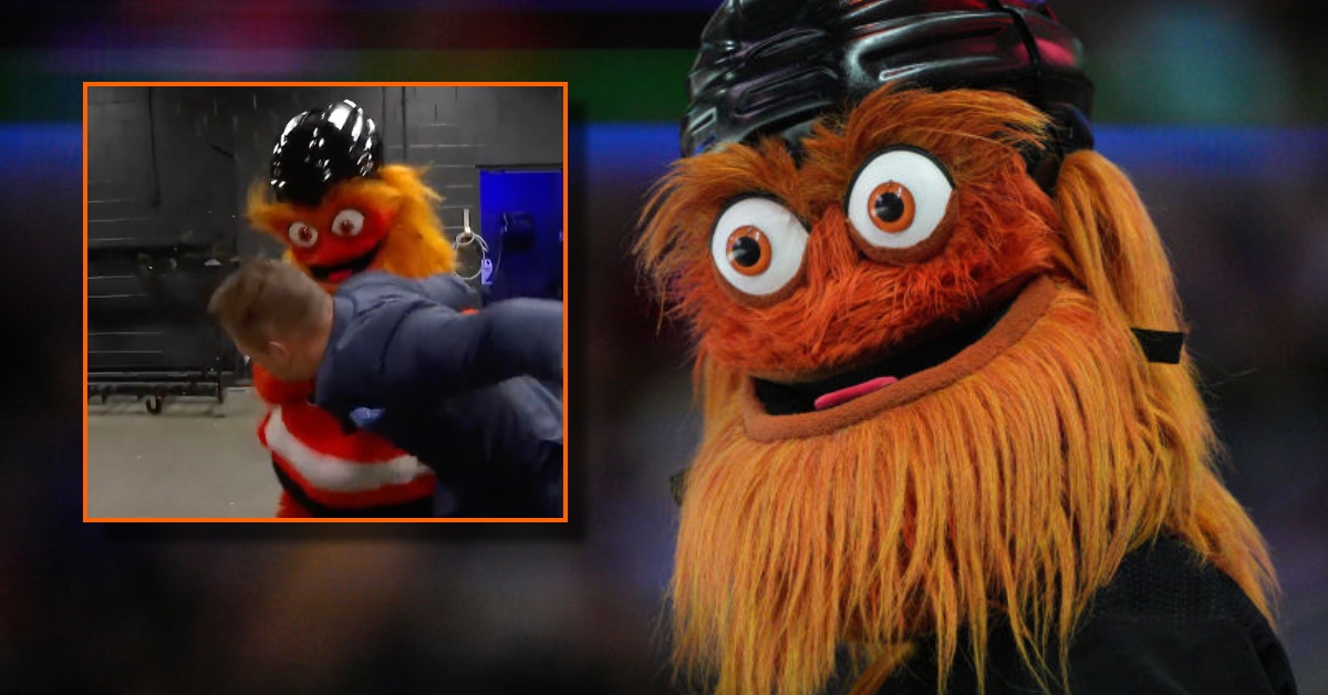 Flyers Mascot Gritty Takes Some Bumps From WWE Star The Miz | OutKick