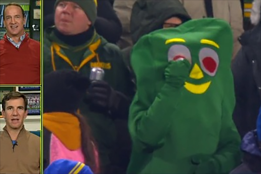 The ManningCast Boys React To Drunk Packers Fan In Gumby Costume | OutKick
