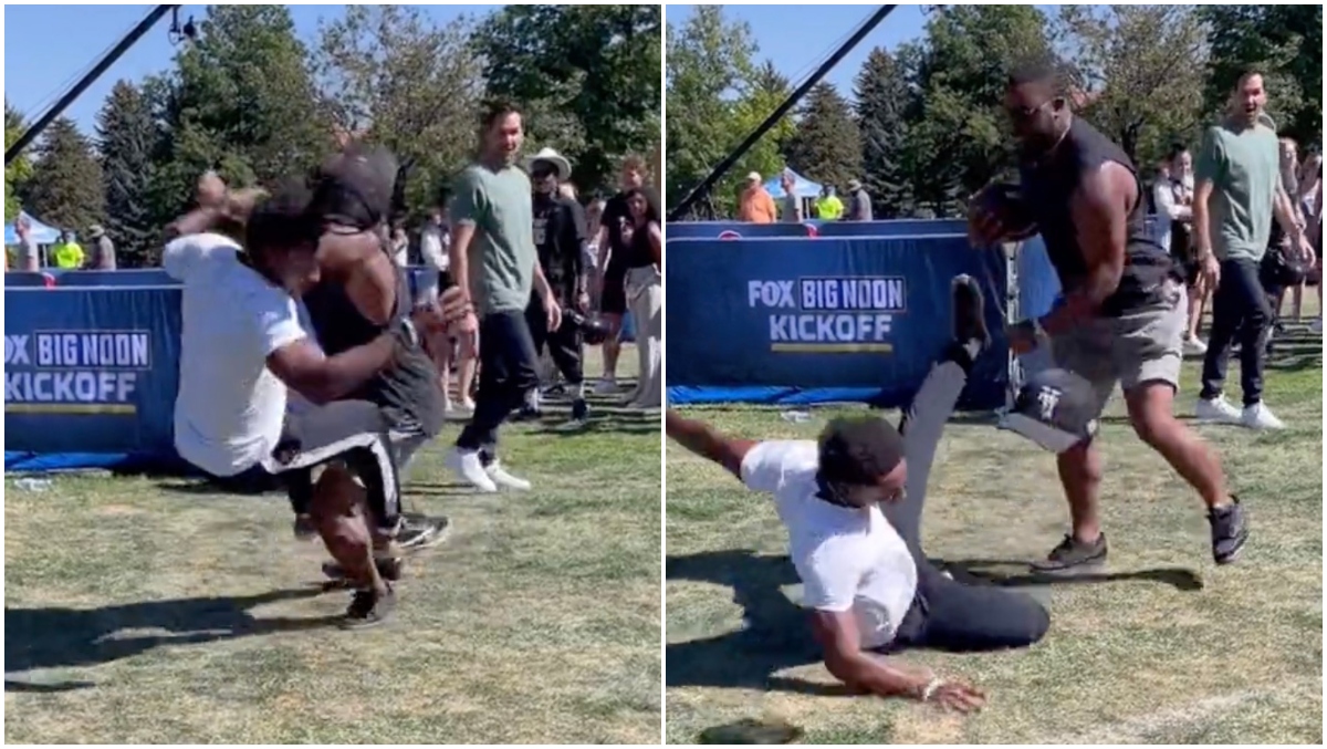 Mark Ingram Rocks YouTuber Deestroying In Tackling Drill - outkick | OutKick