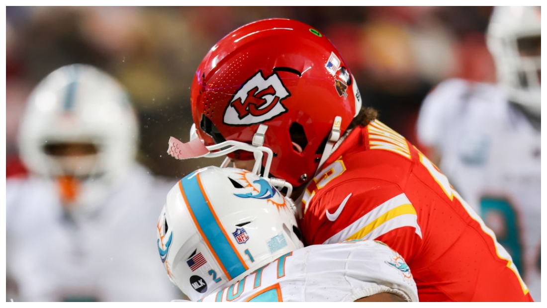 Patrick Mahomes Had Helmet Cracked By Dolphins During Win | OutKick