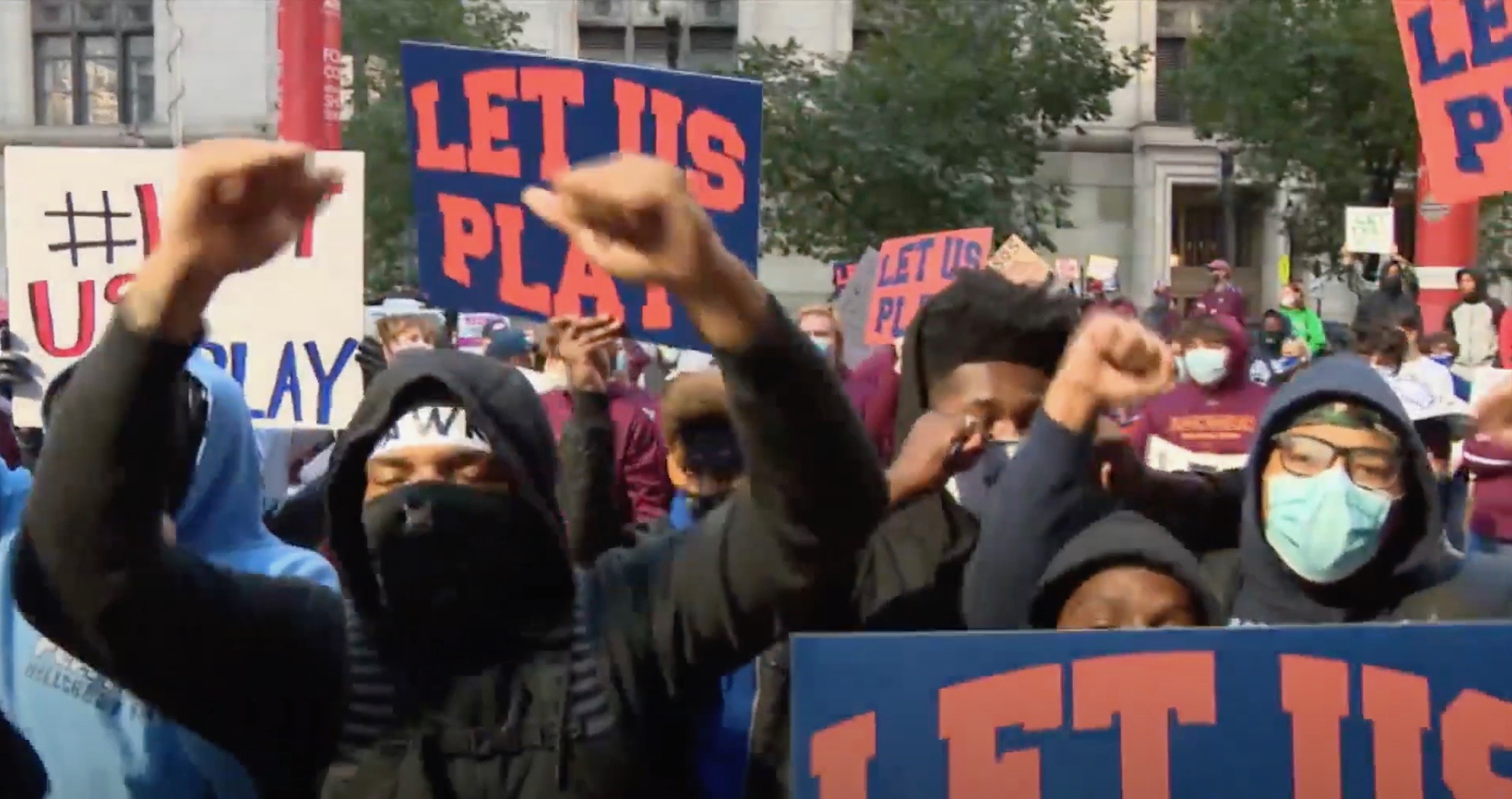 Illinois High School Athletes Mount Let Us Play Protest in Chicago ...