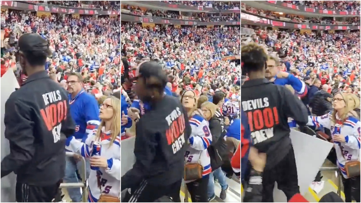 Devils 'Woo Crew' Member Takes Filthy Cheap Shot From Rangers Fan | OutKick