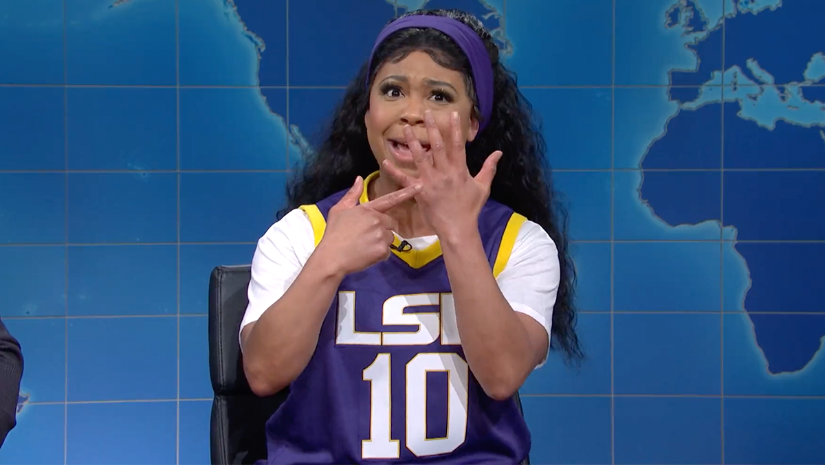 SNL Spoofs Angel Reese's Trash Talk, NIL Money, White House Disinterest
