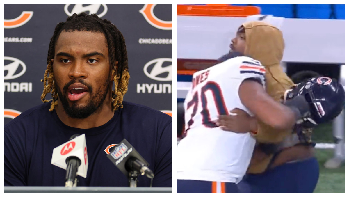 Chicago Bears Offensive Lineman Braxton Jones Loses It After Being ...