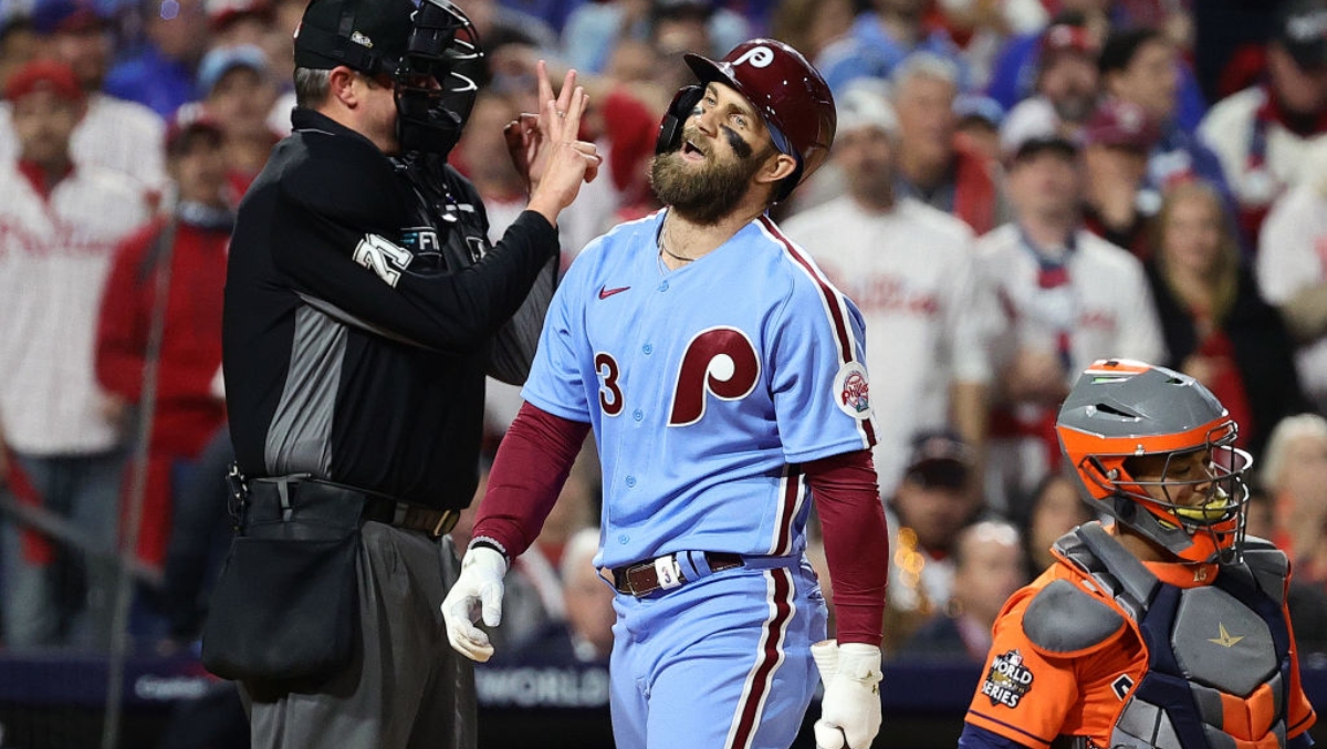 Phillies' Bryce Harper Snaps At Angel Hernandez After Bad Call, Young ...
