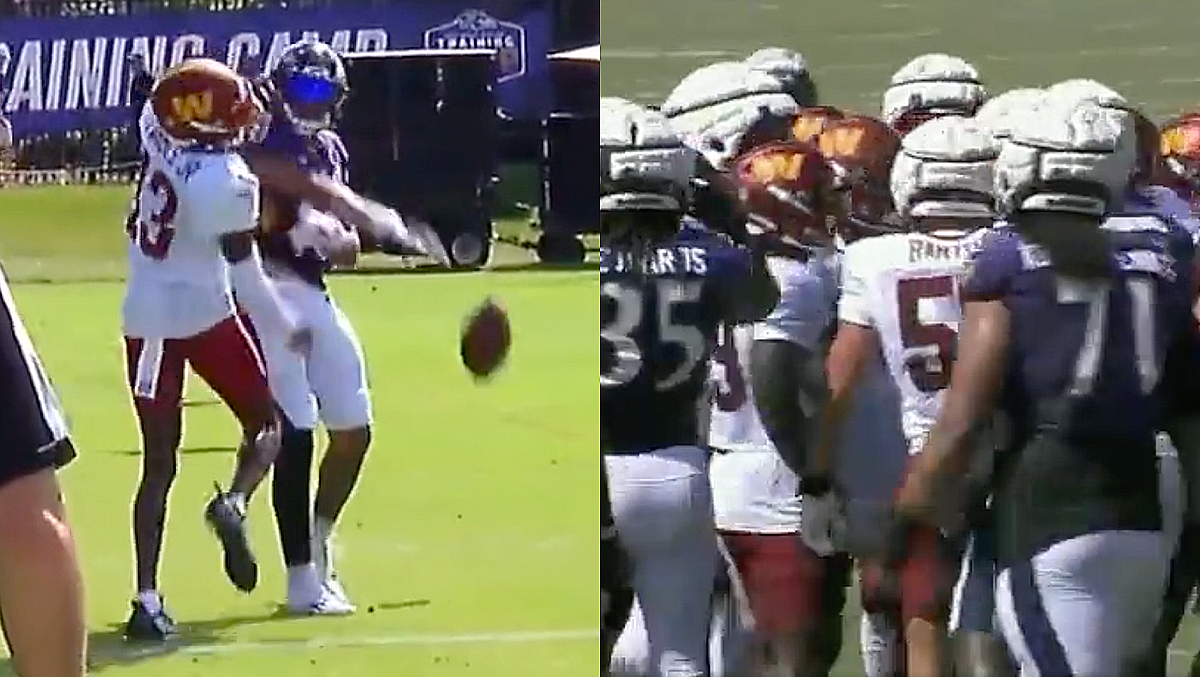 Punches Fly During Chippy Fight At Commanders, Ravens Practice | OutKick