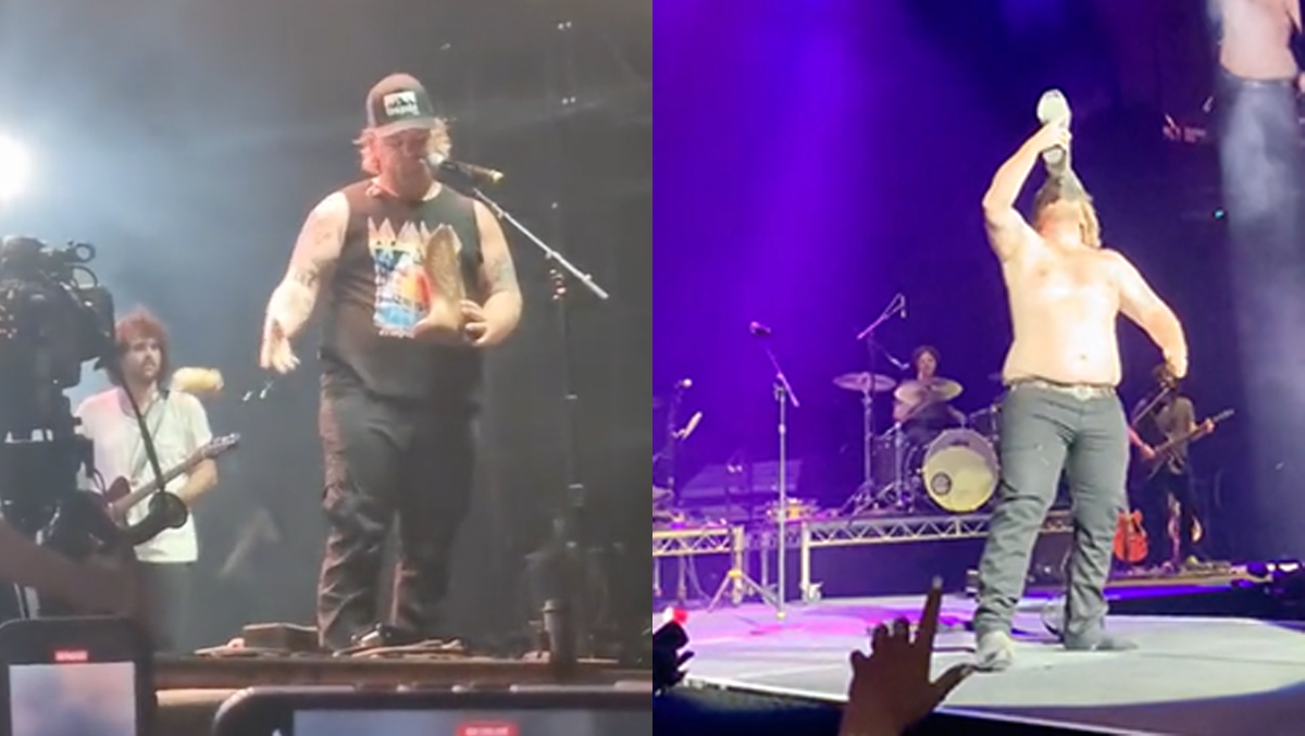 Ernest Rips Off Shirt, Crushes 'Shoey' At Rowdy Morgan Wallen Concert ...