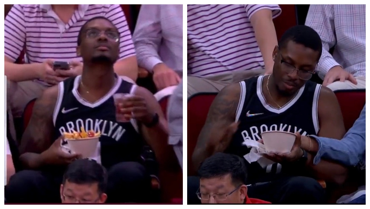 NBA Fan Appears To House Cup Of Fries In 10 Seconds, But I'm Calling ...