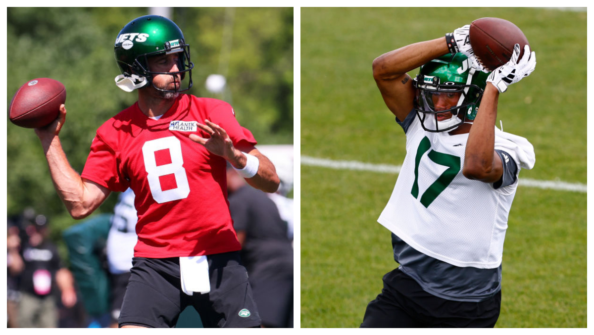 Garrett Wilson Makes Circus Catch At Jets Camp On Throw From Rodgers ...