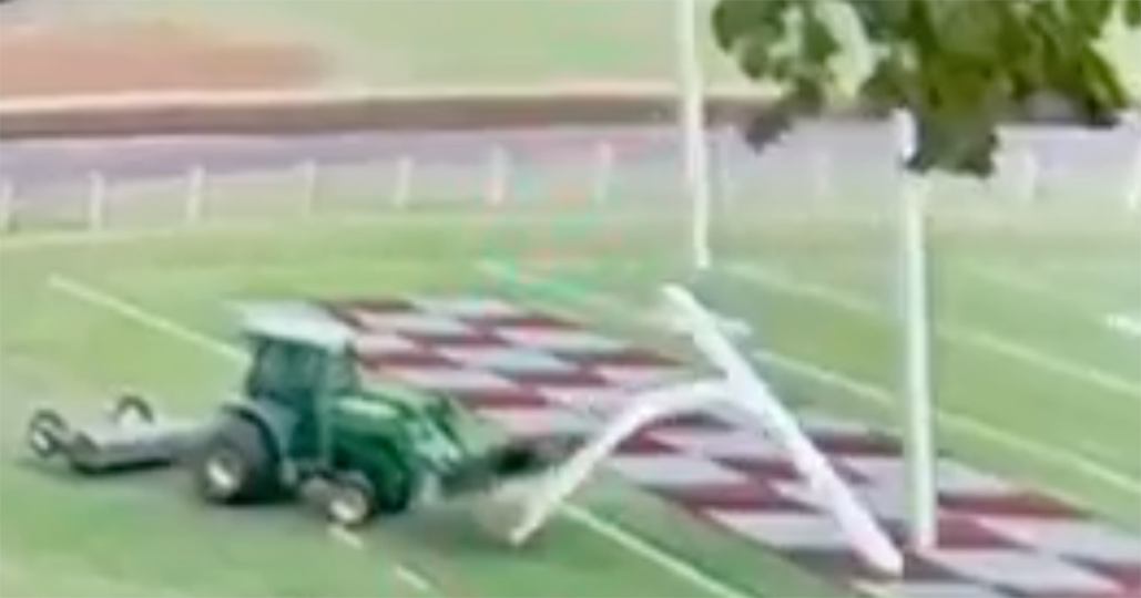 CFB Game Played In One Direction After Tractor Crashed Into Field Goal ...