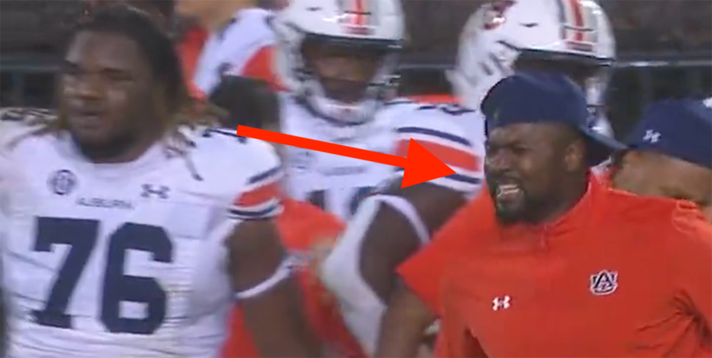 Auburn Coach Pulls Hammy While Calling Timeout With Cadillac Williams ...
