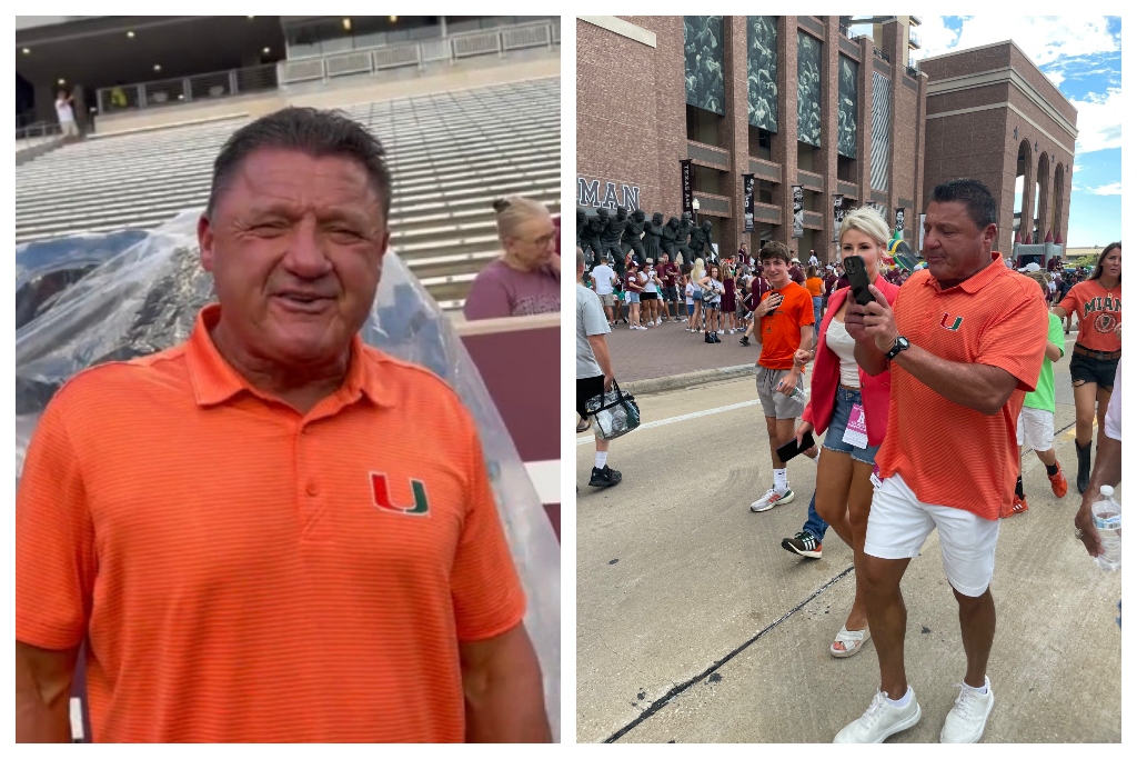 Ed Orgeron Looks Huge, Gives Epic Miami-Texas A&M Pick | OutKick