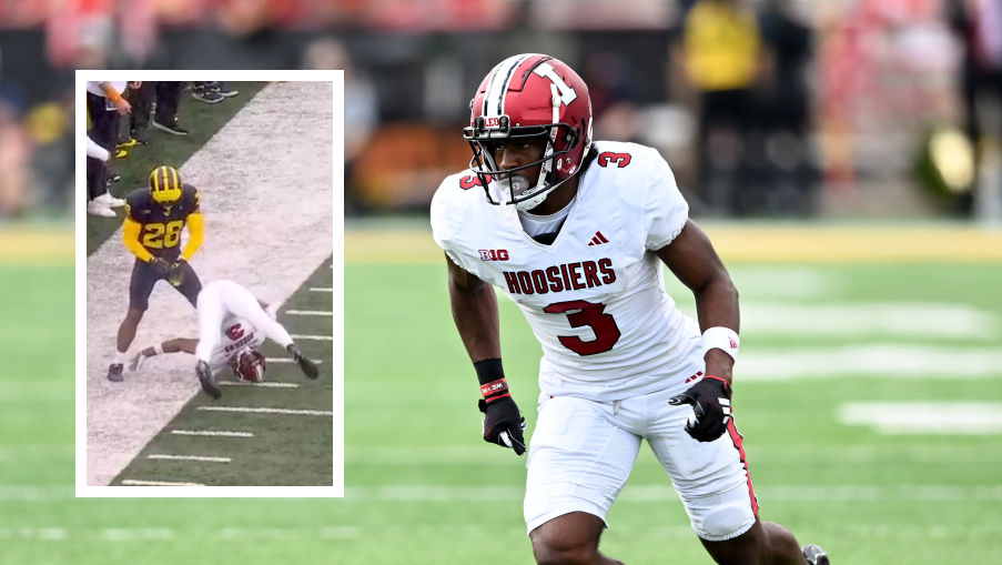 Indiana WR Makes Insane Catch vs. Michigan Where His Head Was First ...