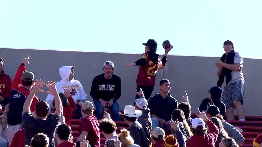 Funny Sequence Shows Iowa State Fans Throw OU Ball Out Of Stadium | OutKick