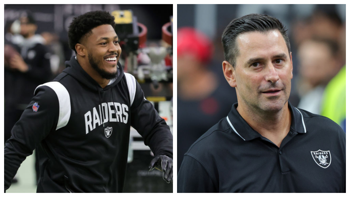 Josh Jacobs Returns To Raiders, Hugs GM Dave Ziegler, Changes Jersey ...