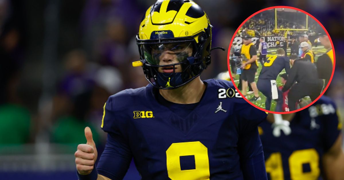 Class Act: Michigan QB J.J. McCarthy Pauses Celebration To Help Clumsy ...