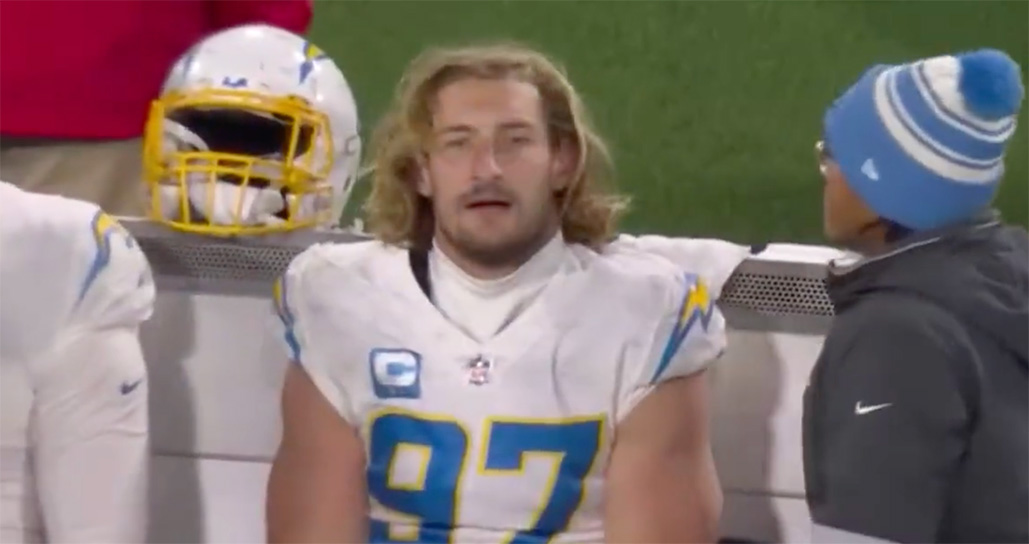 Joey Bosa Helmet Slam After Missed Call Caps All-Time Chargers Ch