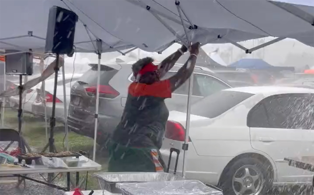 Mayhem Unfolds As Miami Fans Tailgate In Middle Of Tropical Storm | OutKick