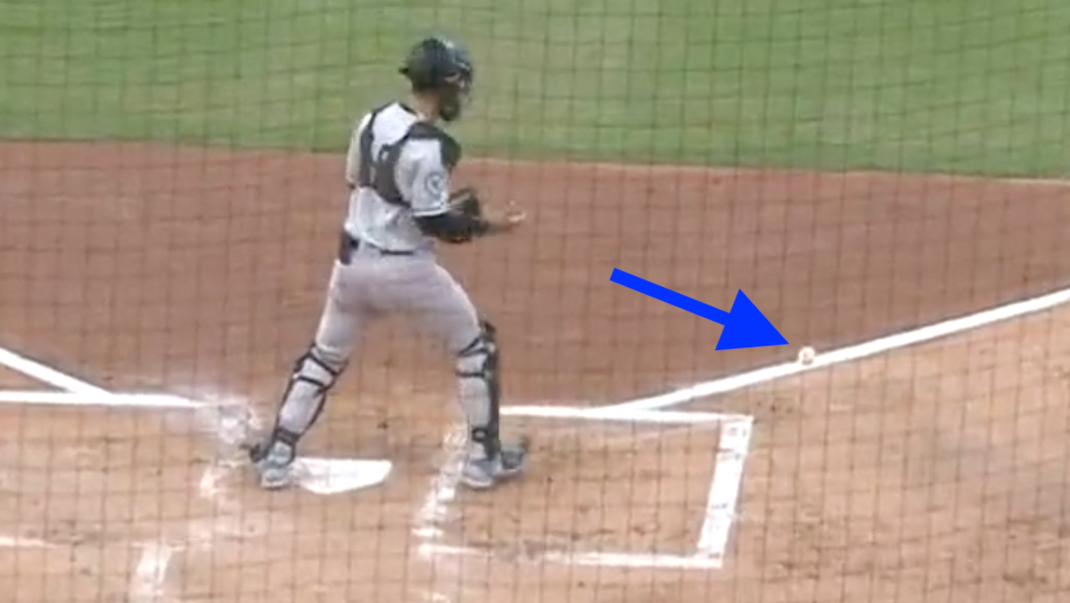 Total Mayhem As MiLB Catcher Can't Find Baseball Camouflaged Into Line ...