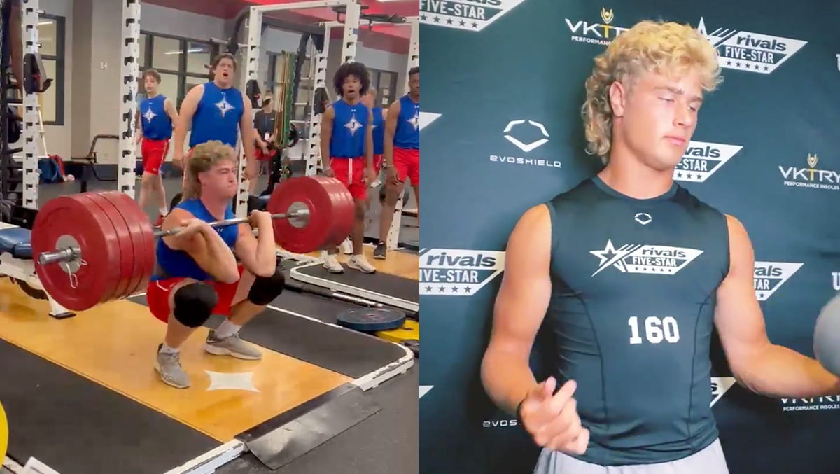 #1 LB Recruit Rocking Raging Mullet Goes Viral For Massive Power Clean ...