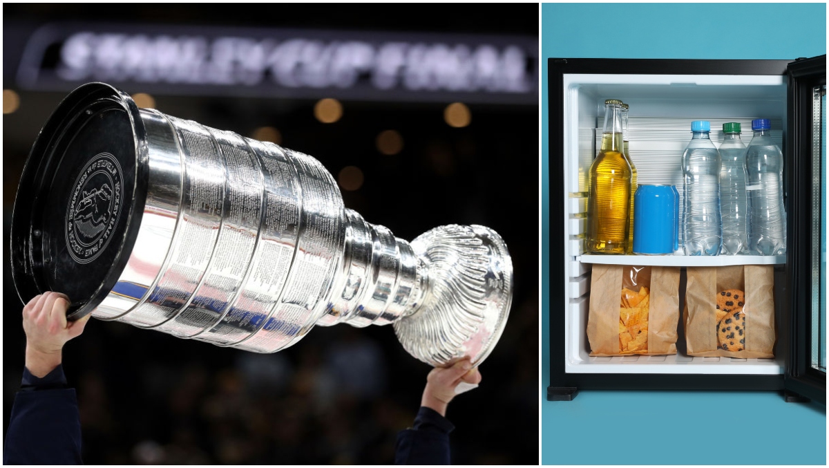 Guy Wins Mini Fridge At NHL Game, Carries It Around Like The Stanley ...