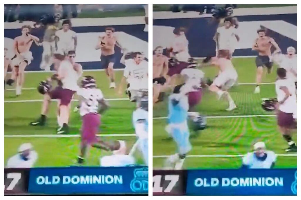 Virginia Tech Player Destroys Old Dominion Fan As He Storms Field | OutKick