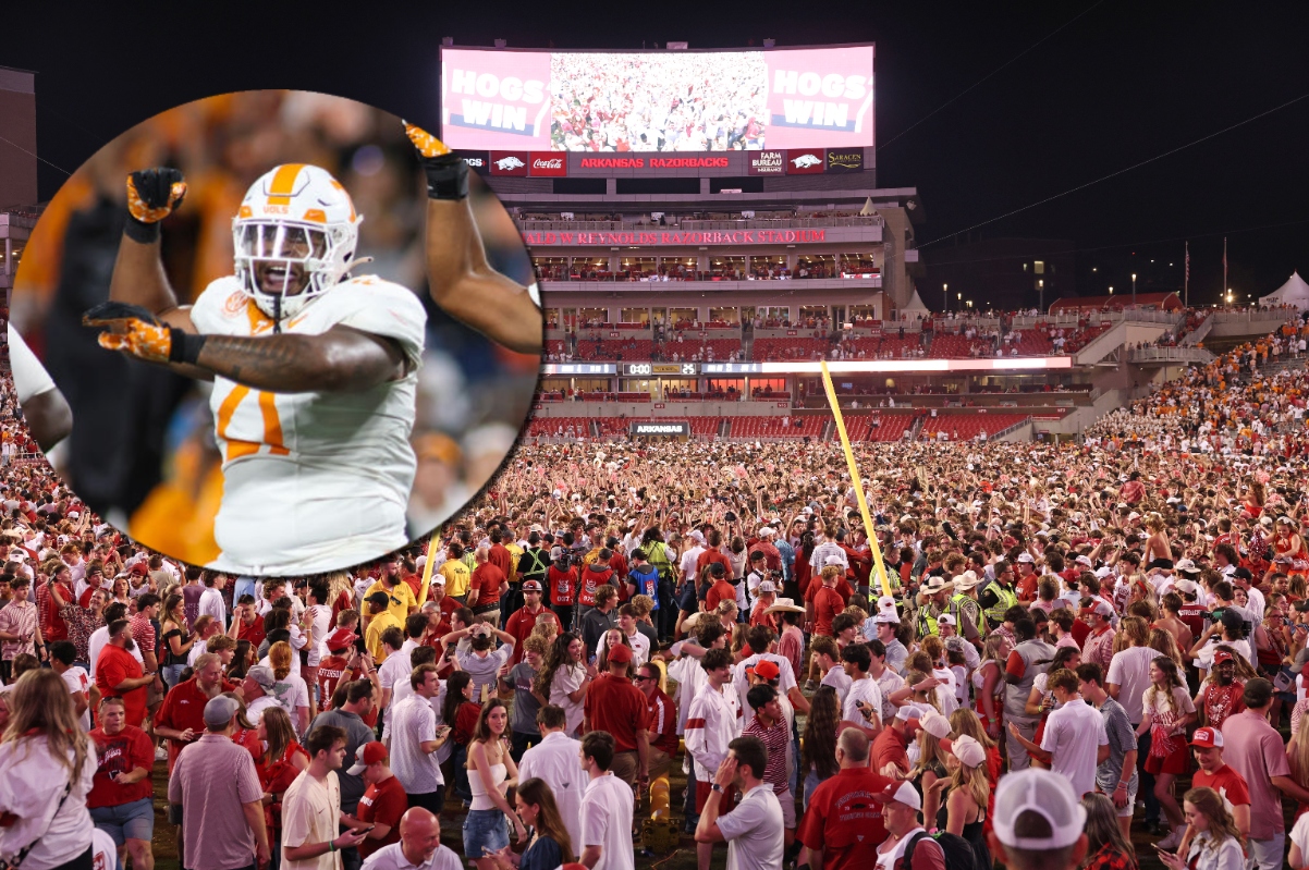 Video: Tennessee Football Player Shoves Arkansas Fans To Ground After ...