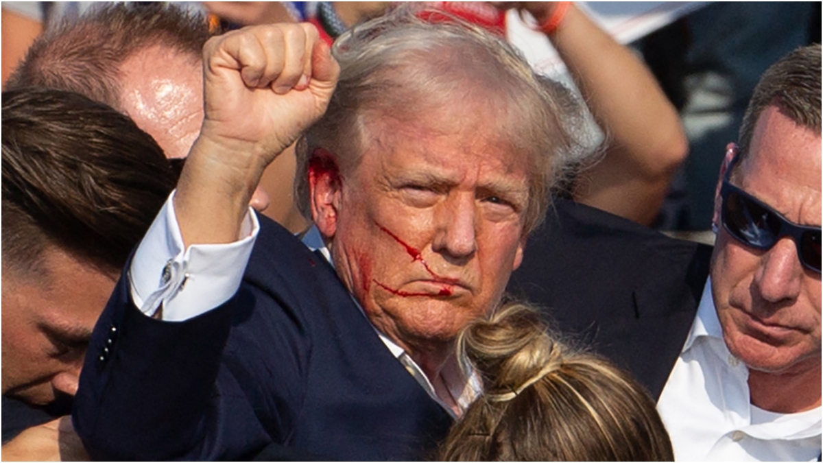 White House Hangs Portrait Of Famous Trump Assassination Attempt Moment ...